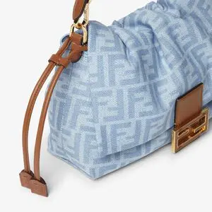 Fendi Baguette® Soft Medium Light Blue Ff Denim Bag